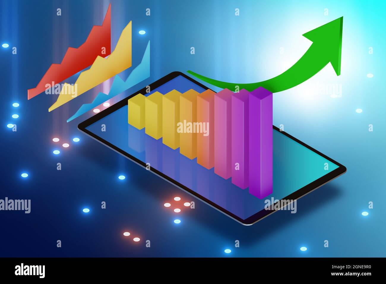 Visualisation concept with the charts - 3d rendering Stock Photo - Alamy