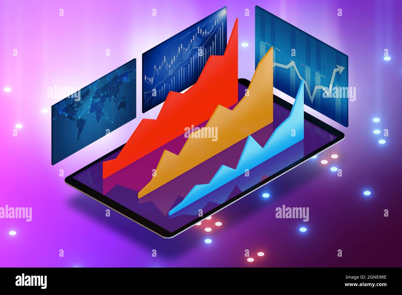 Visualisation concept with the charts - 3d rendering Stock Photo - Alamy