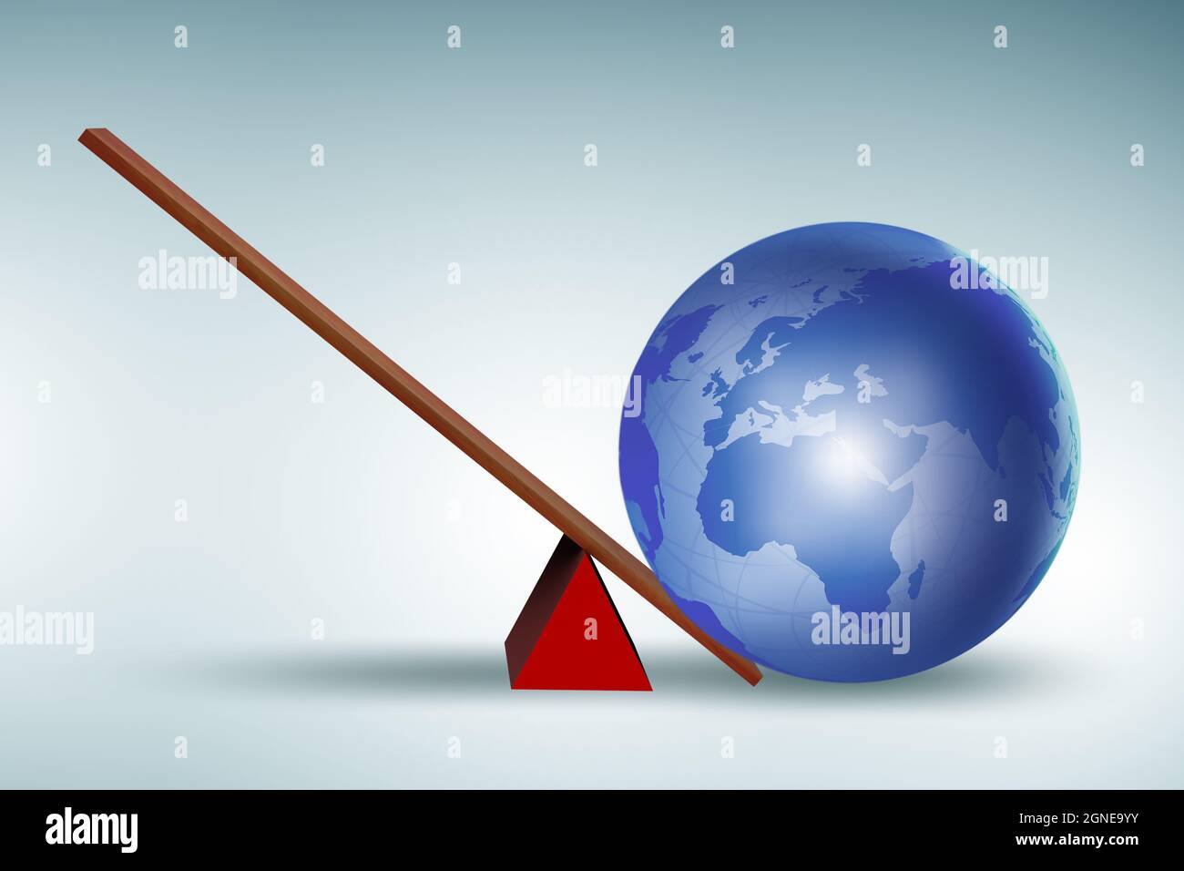 Earth being lifted with the lever- 3d rendering Stock Photo - Alamy