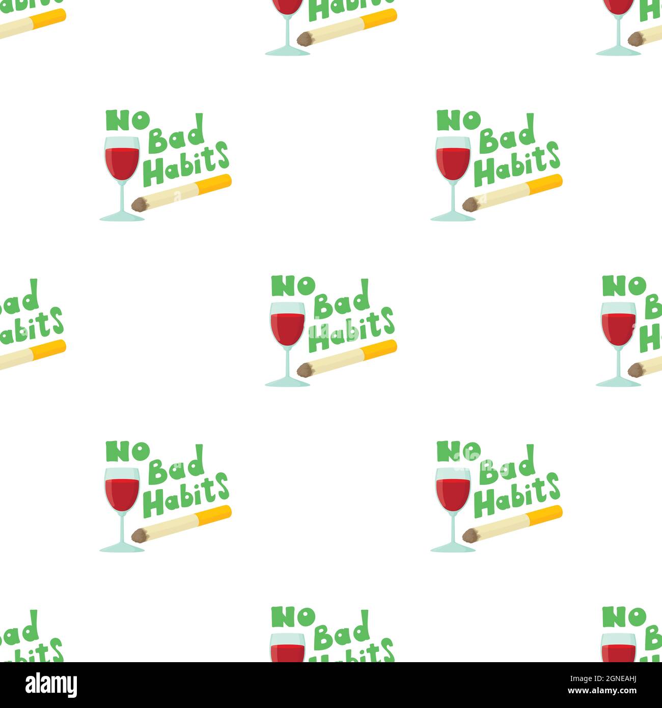 No bad habits wine and cigarettes pattern seamless background texture ...