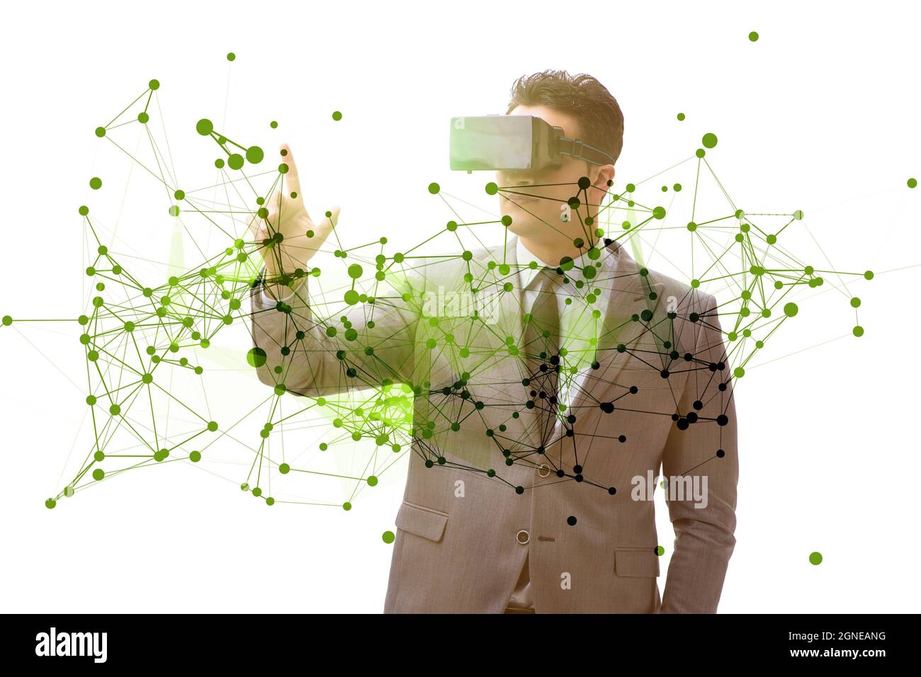 Man in neural network concept with the VR glasses Stock Photo - Alamy