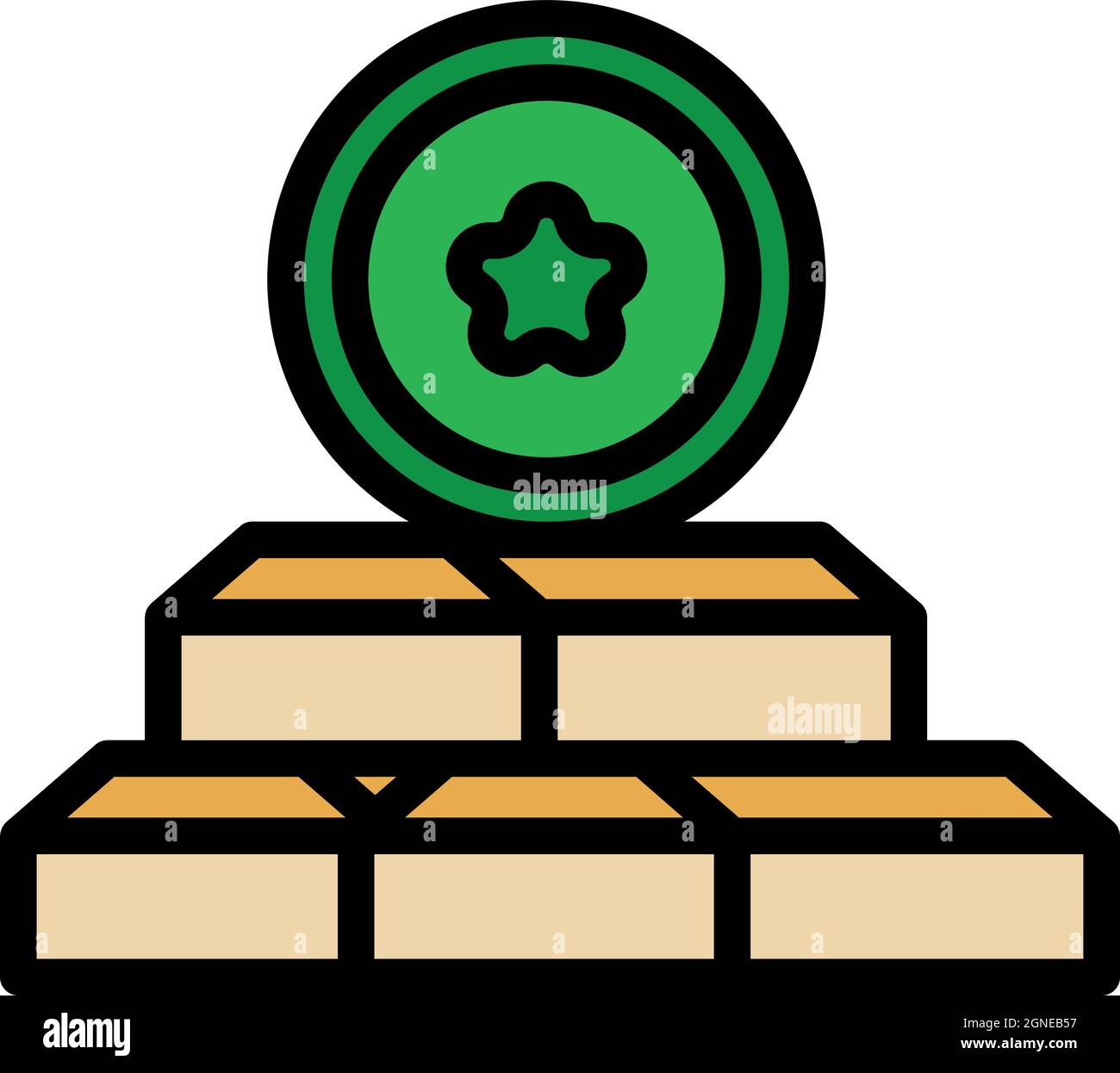 Gold reserve icon. Outline gold reserve vector icon color flat isolated ...