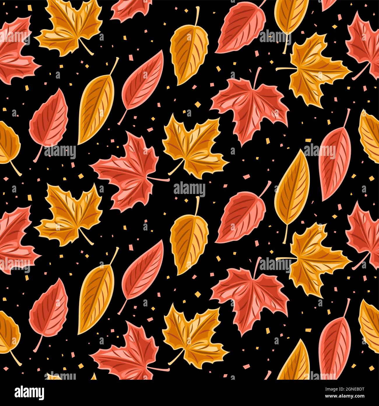 Vector Leaves Seamless Pattern, square repeating background for ...