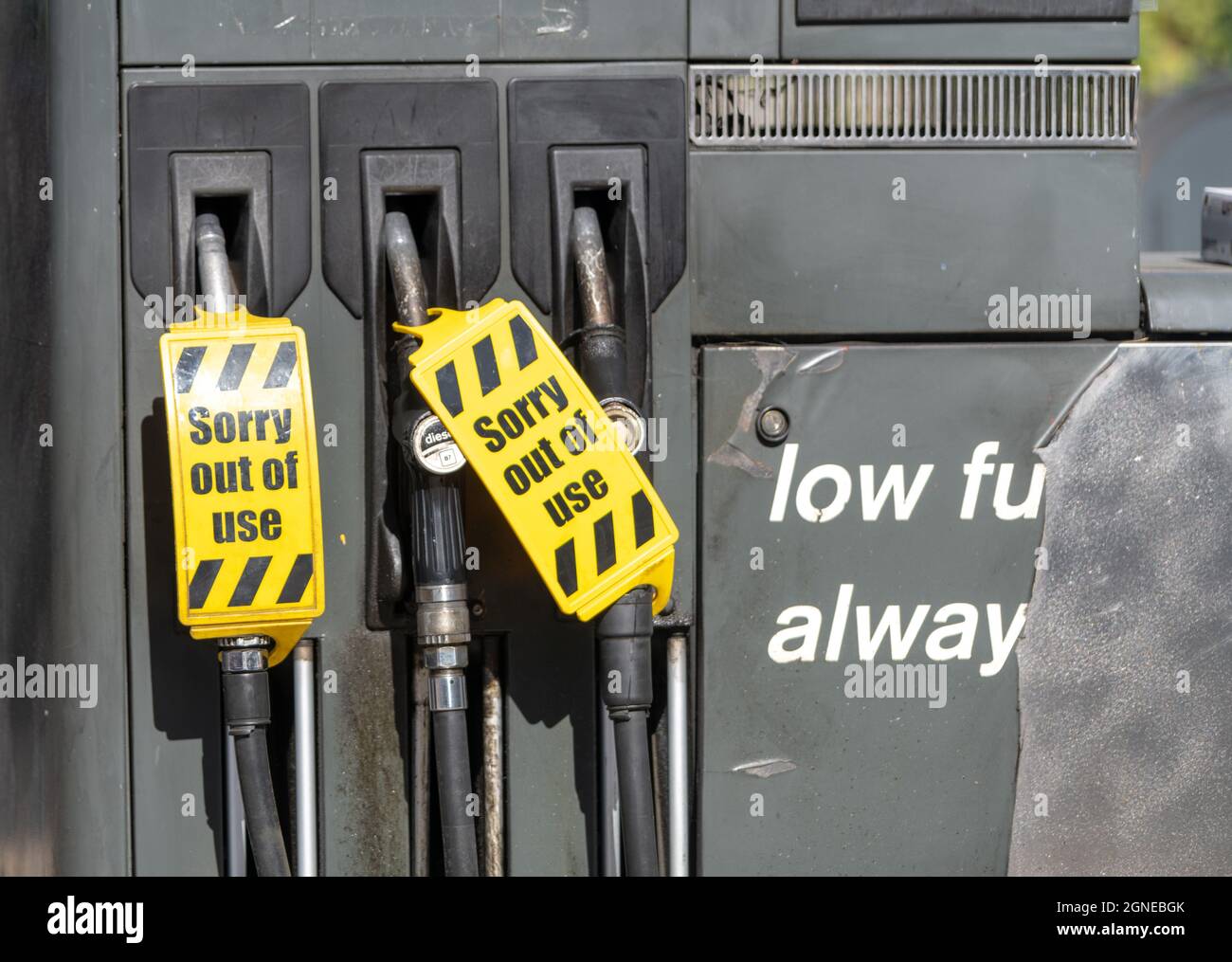 Petrol station out of fuel, East Sussex, United Kingdom Stock Photo - Alamy