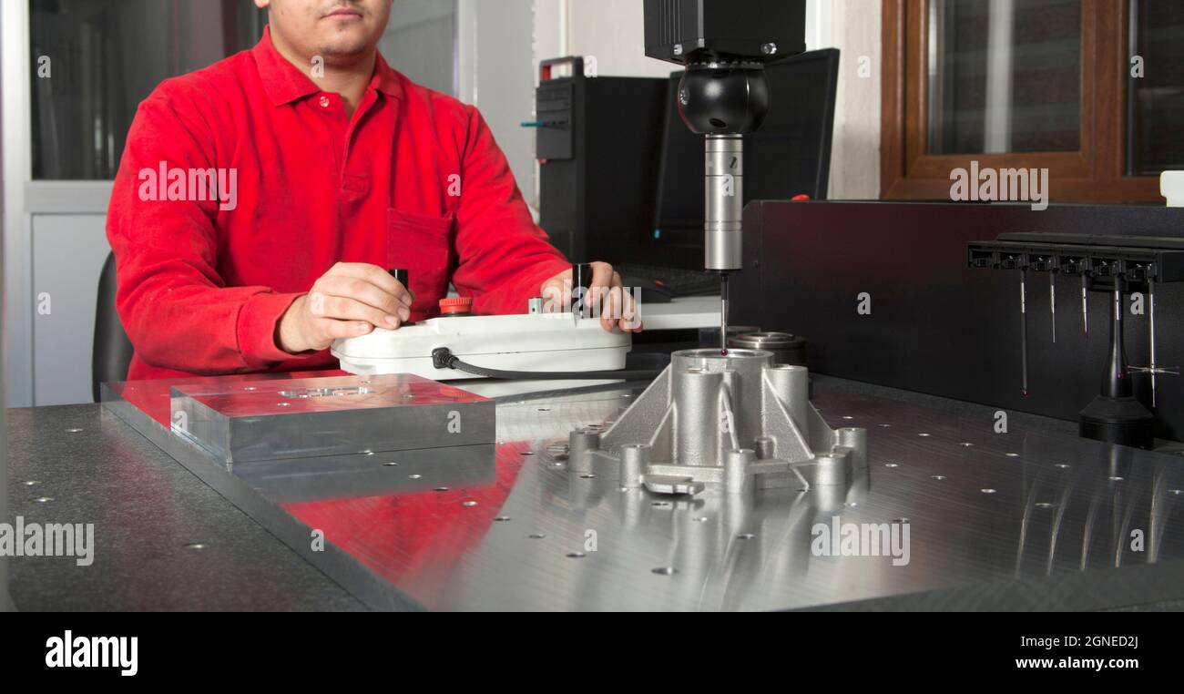 CMM measurement. Quality control measurement probe Stock Photo - Alamy