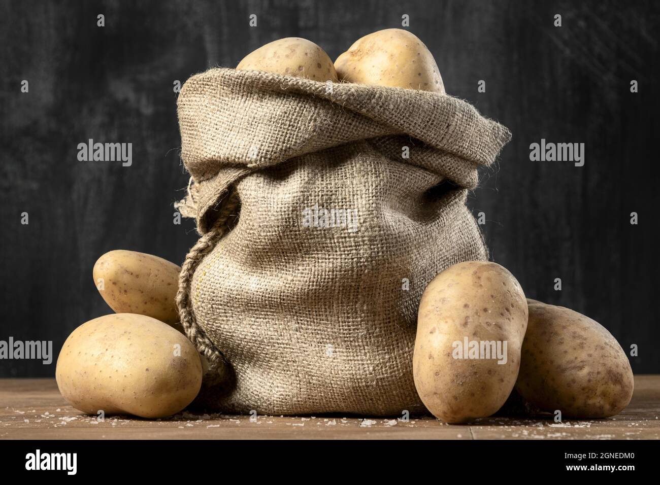 front view burlap sack with potatoes. High quality and resolution ...