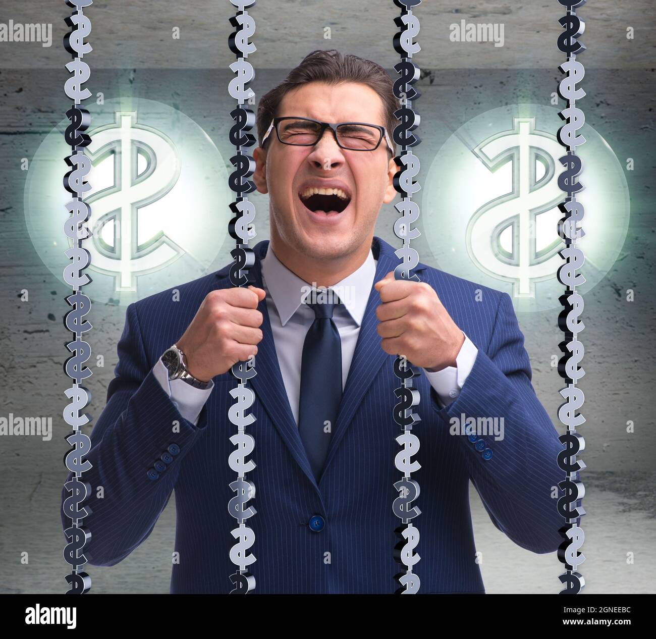 The man trapped in prison with dollars Stock Photo - Alamy