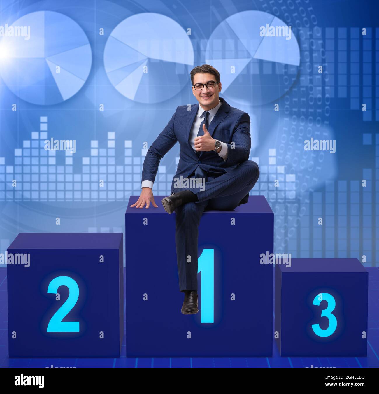The businessman taking first place in competition Stock Photo - Alamy