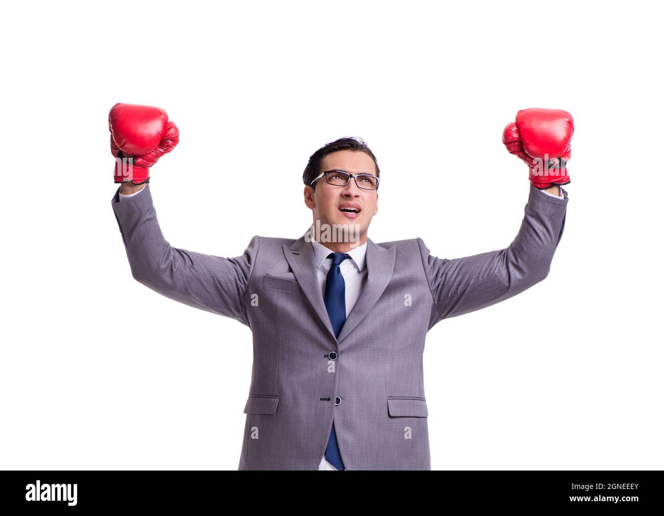 The businessman boxing isolated on the white background Stock Photo - Alamy