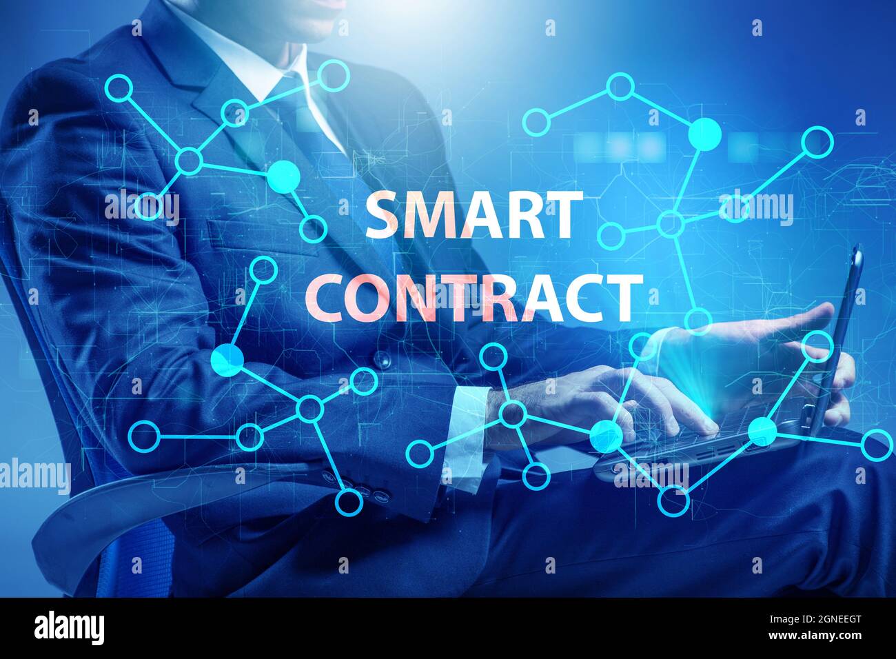 Smart contract as the illustration of blockchain concept Stock Photo ...