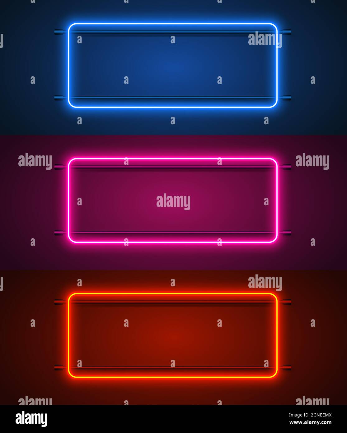 Set glowing neon rectangular Stock Vector Images - Alamy