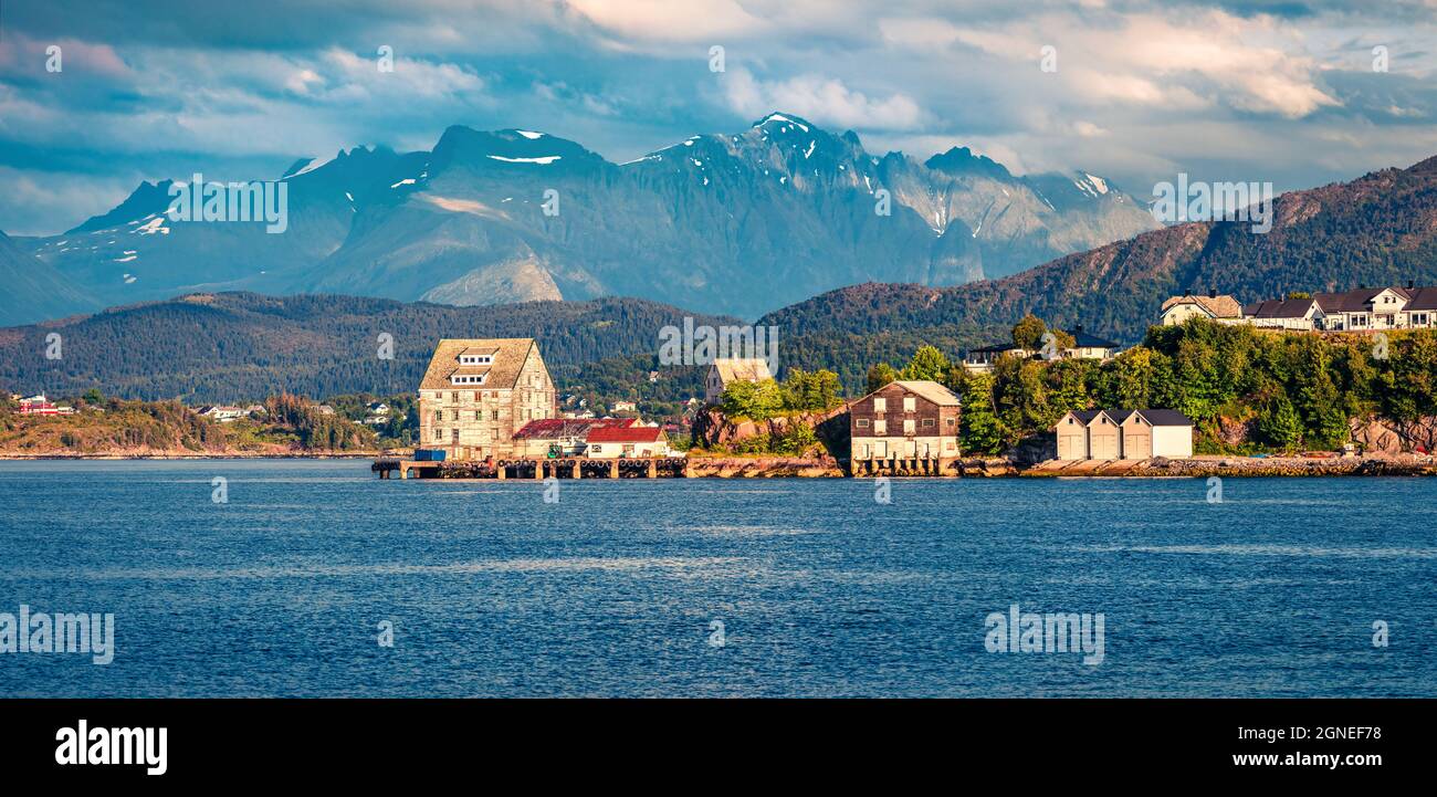 Suburbs of Alesund port town on the west coast of Norway, at the ...