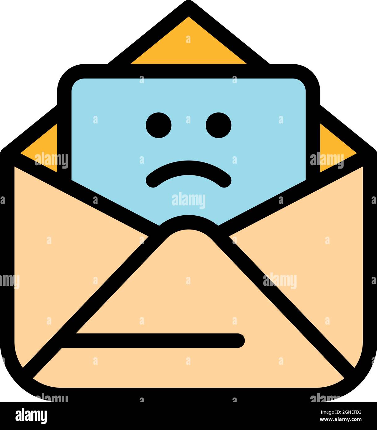 Sad work email icon. Outline sad work email vector icon color flat ...