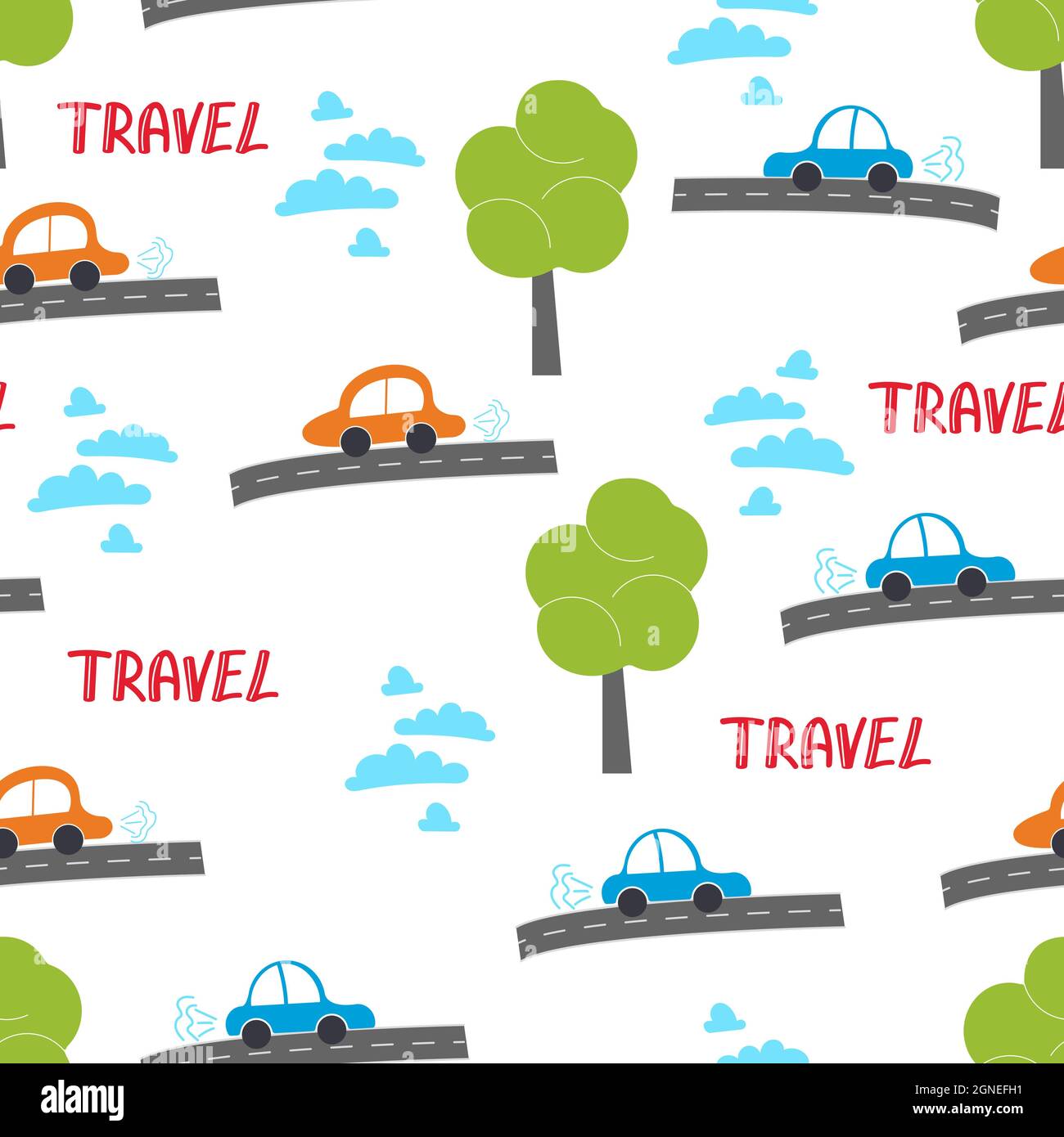 Transportation theme with Car. Seamless pattern isolated on white ...