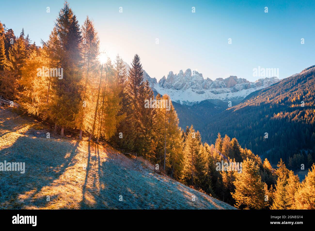 Nice view of Santa Maddalena village hills in front of the Geisler or ...