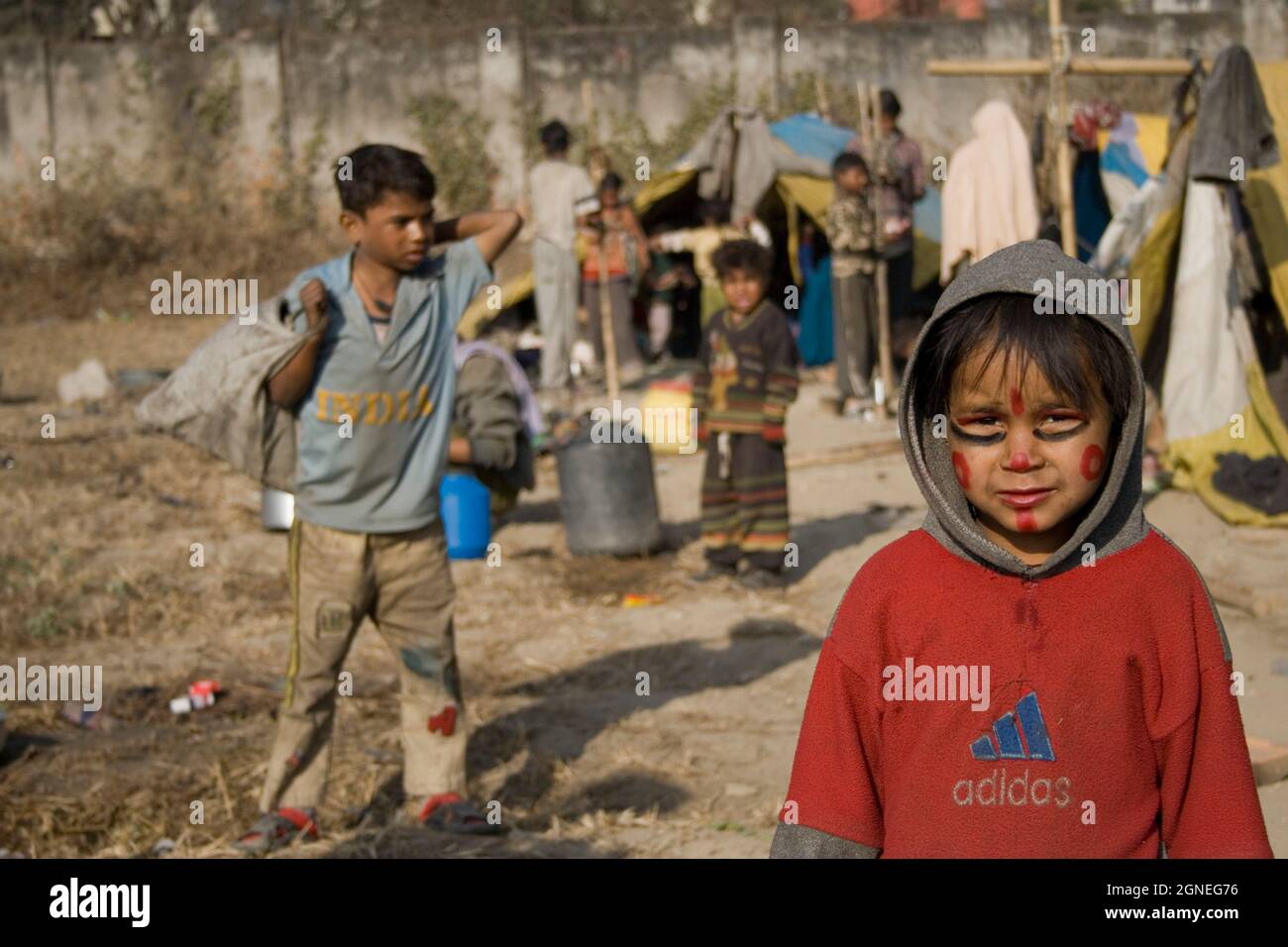 A young circus performer preparing for work. Indian indigenous people ...