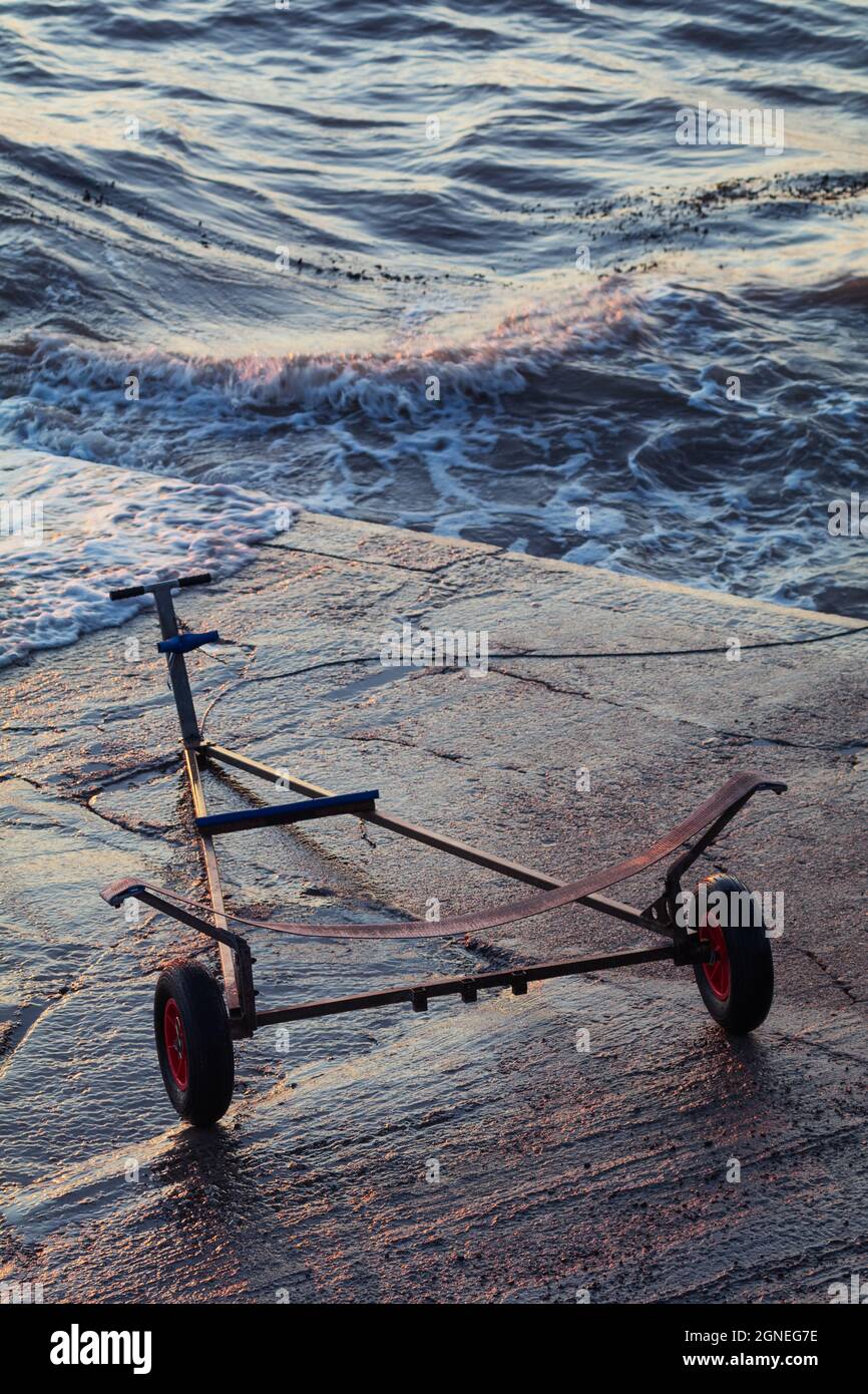 Trolley on the slipway Stock Photo - Alamy
