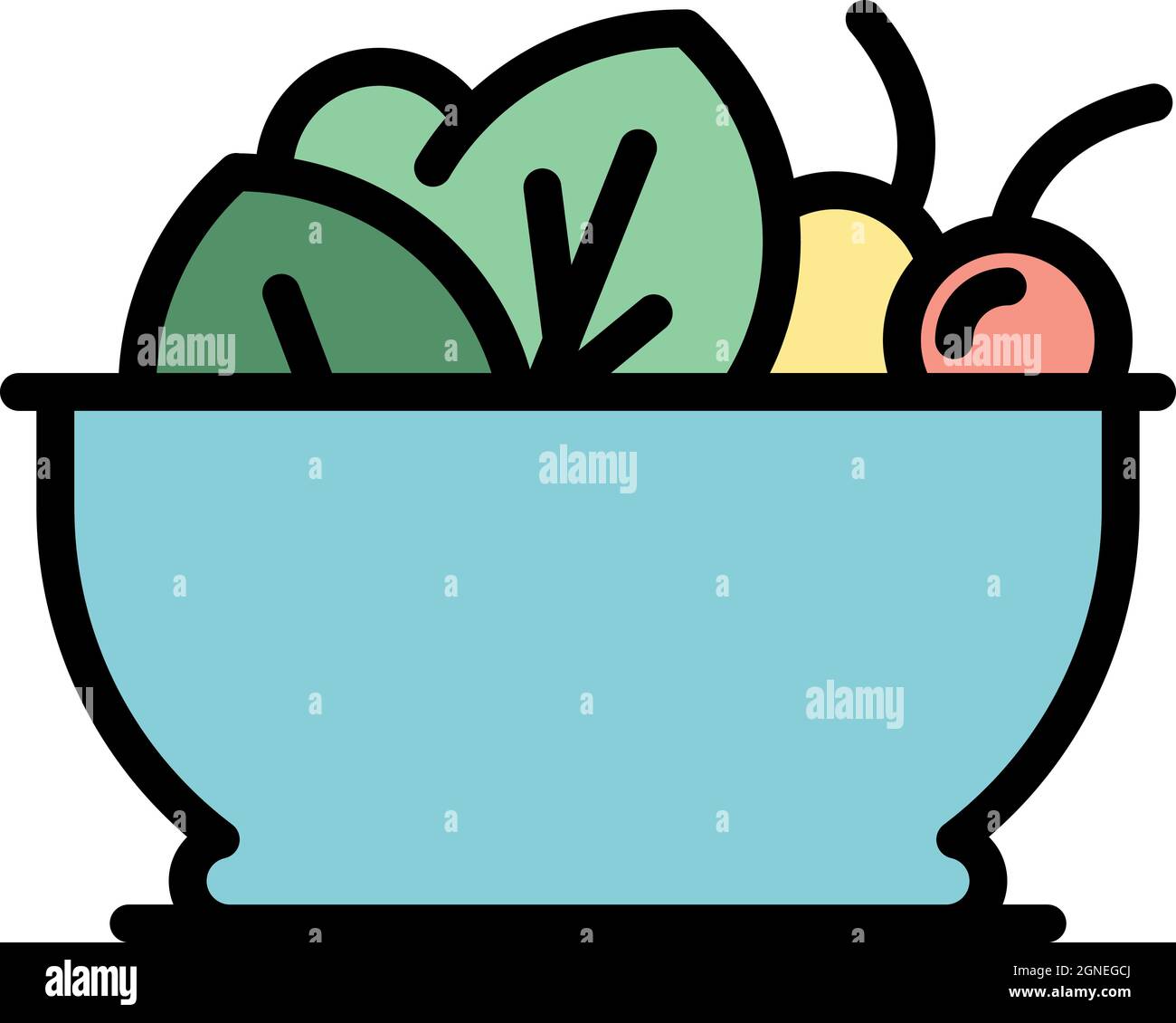 Fruit salad bowl icon. Outline fruit salad bowl vector icon color flat ...
