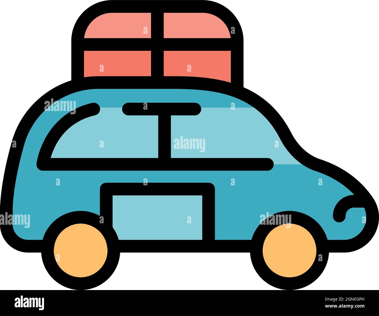 Full car roof icon. Outline full car roof vector icon color flat ...