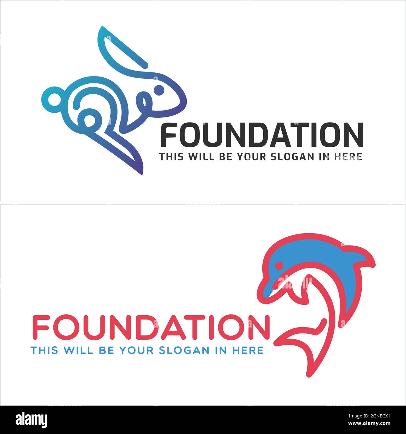 Foundation non profit rabbit and dolphin logo design Stock Vector Image ...