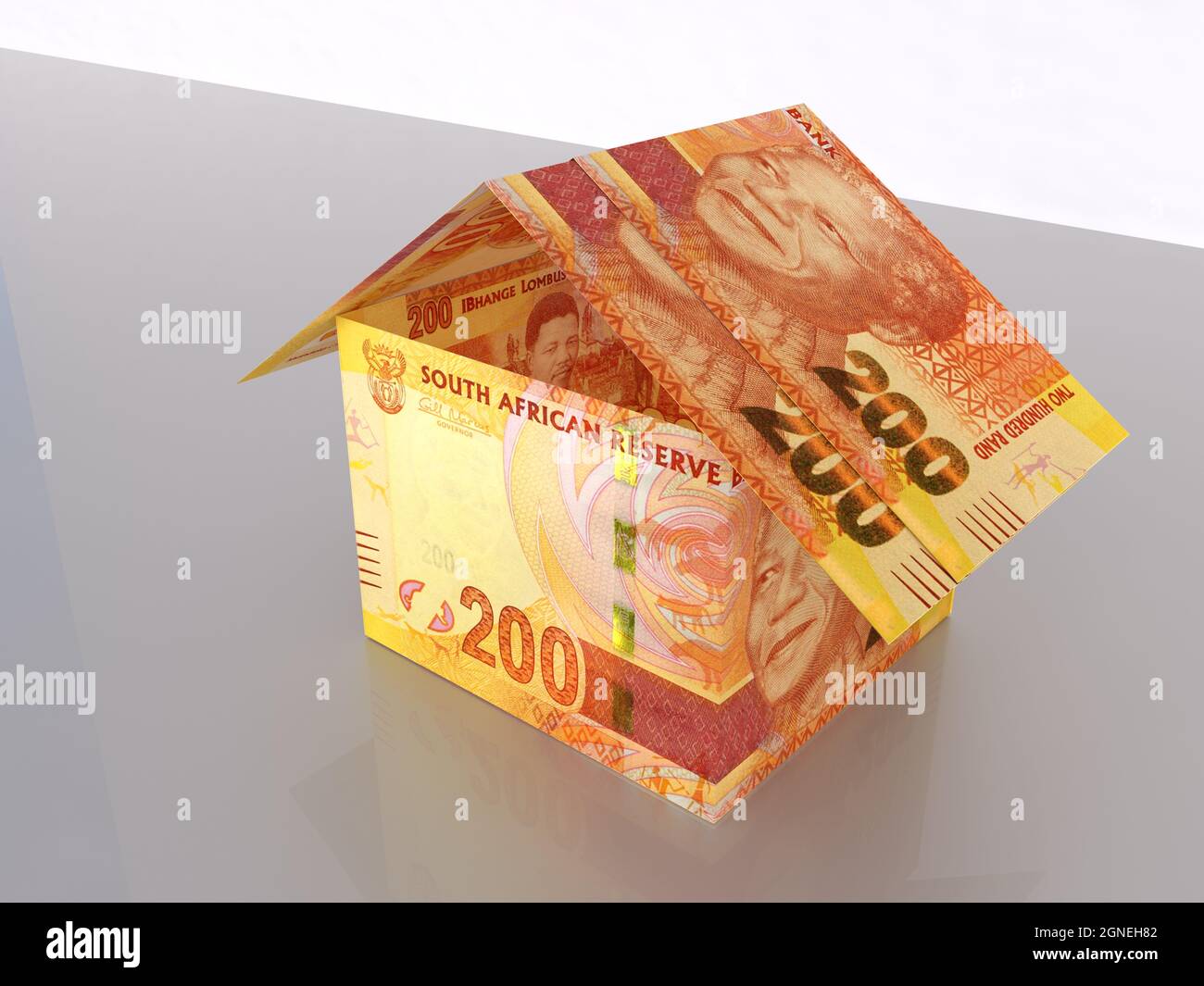 3d rendering of south african 200 rand house on a hi-res stock ...