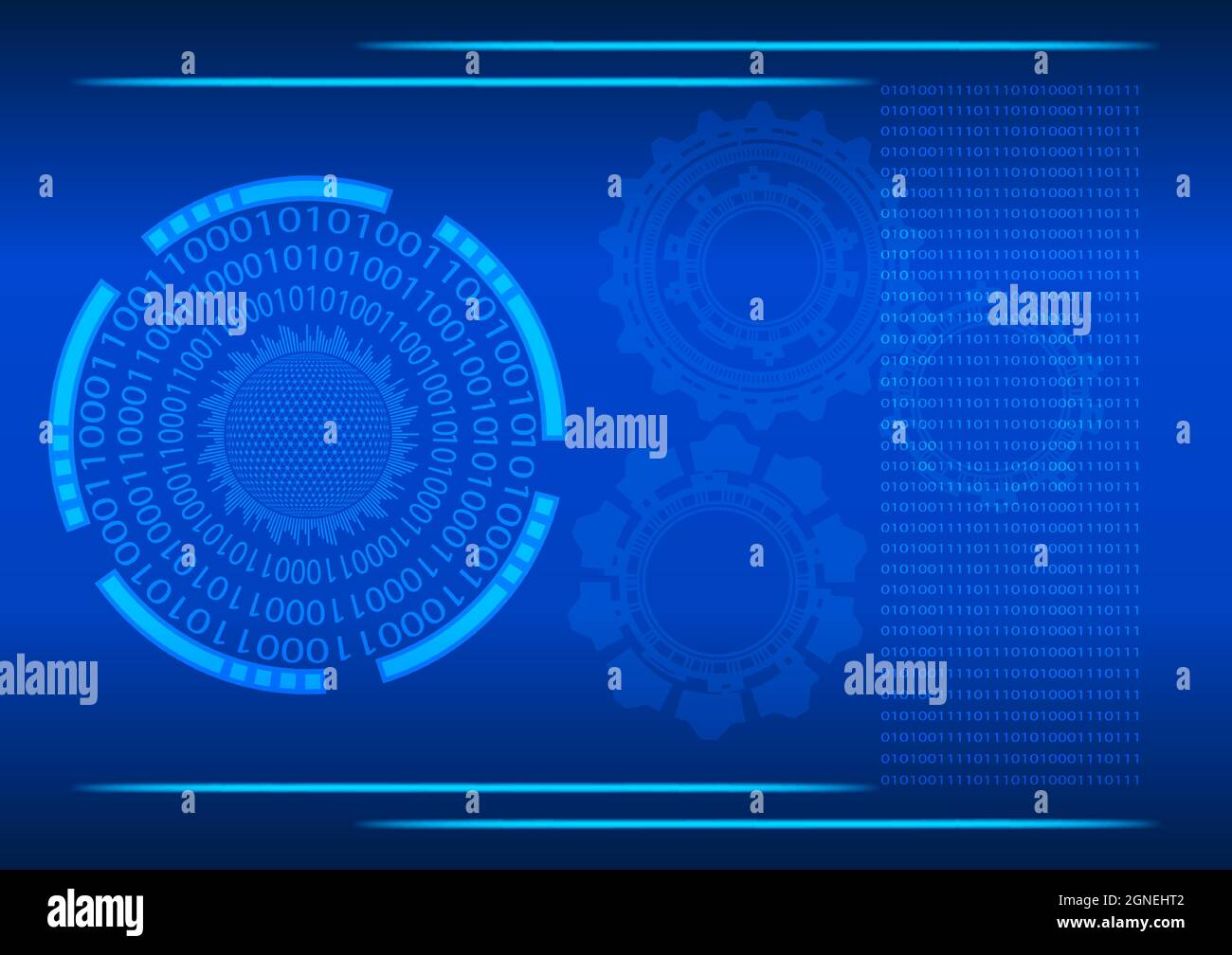 graphics design binary digit circle with style cog glow abstract ...