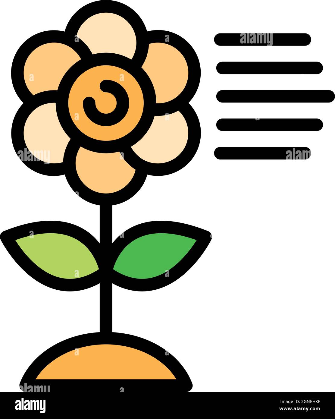 Allergen flower icon. Outline allergen flower vector icon color flat ...