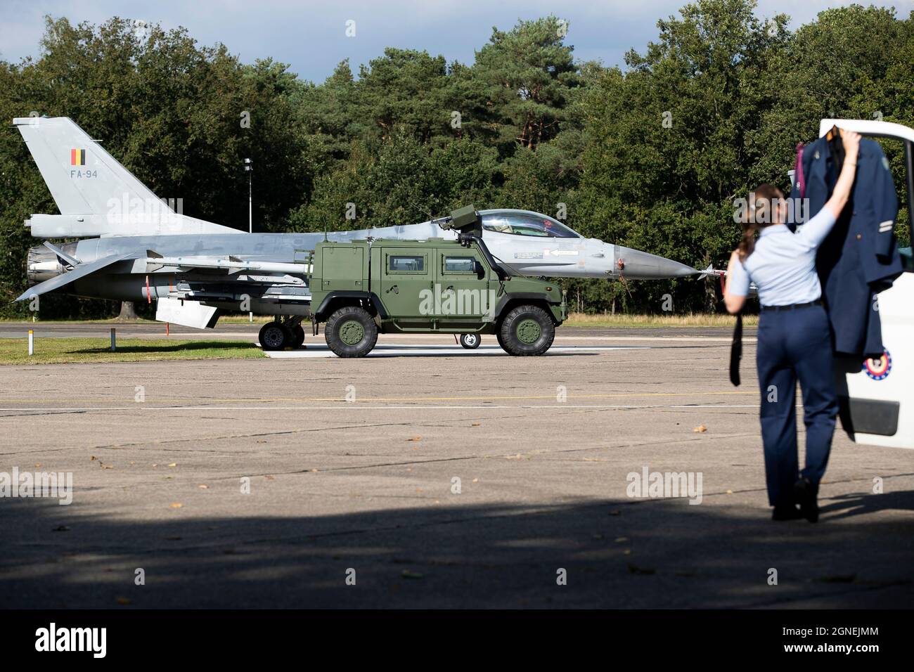 Illustration picture shows an F-16 fighter aircraft during the transfer ...