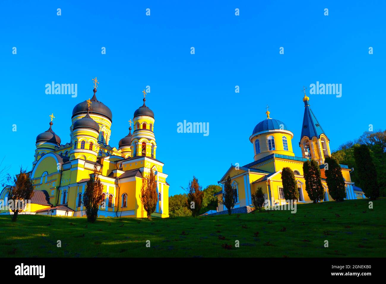 Two churches located next to each other . Famous Monastery Hancu in ...
