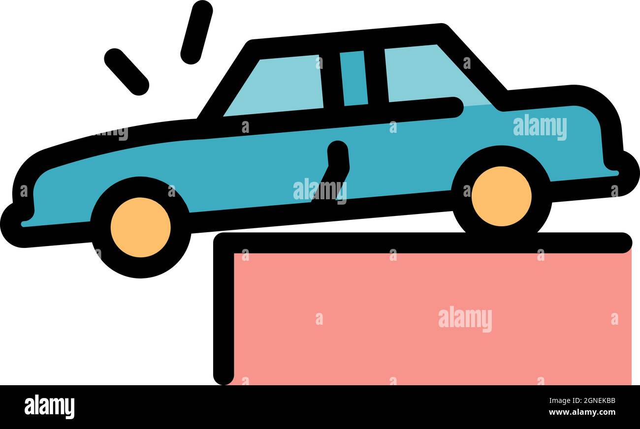 Car accident icon. Outline car accident vector icon color flat isolated ...