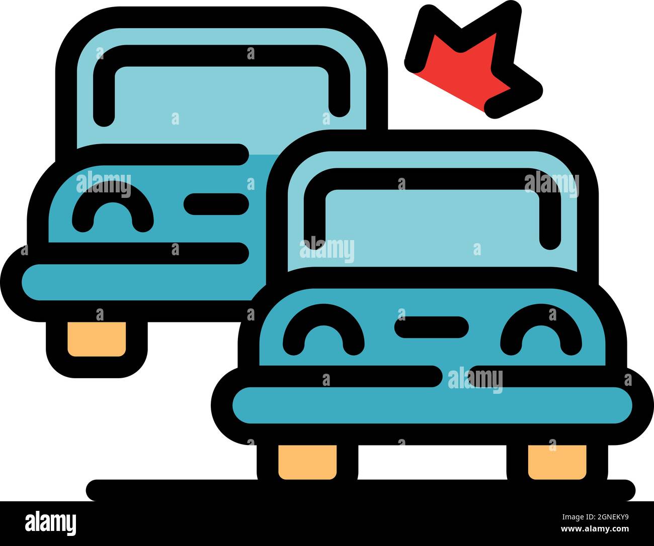 Car accident icon. Outline car accident vector icon color flat isolated ...