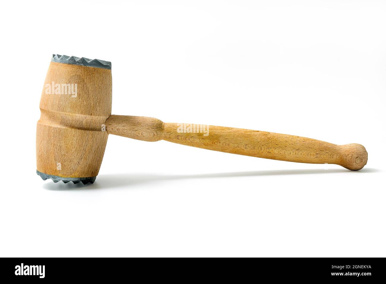 Meat mallet - meat tenderiser. Wooden Meat mallet with metal Ending ...
