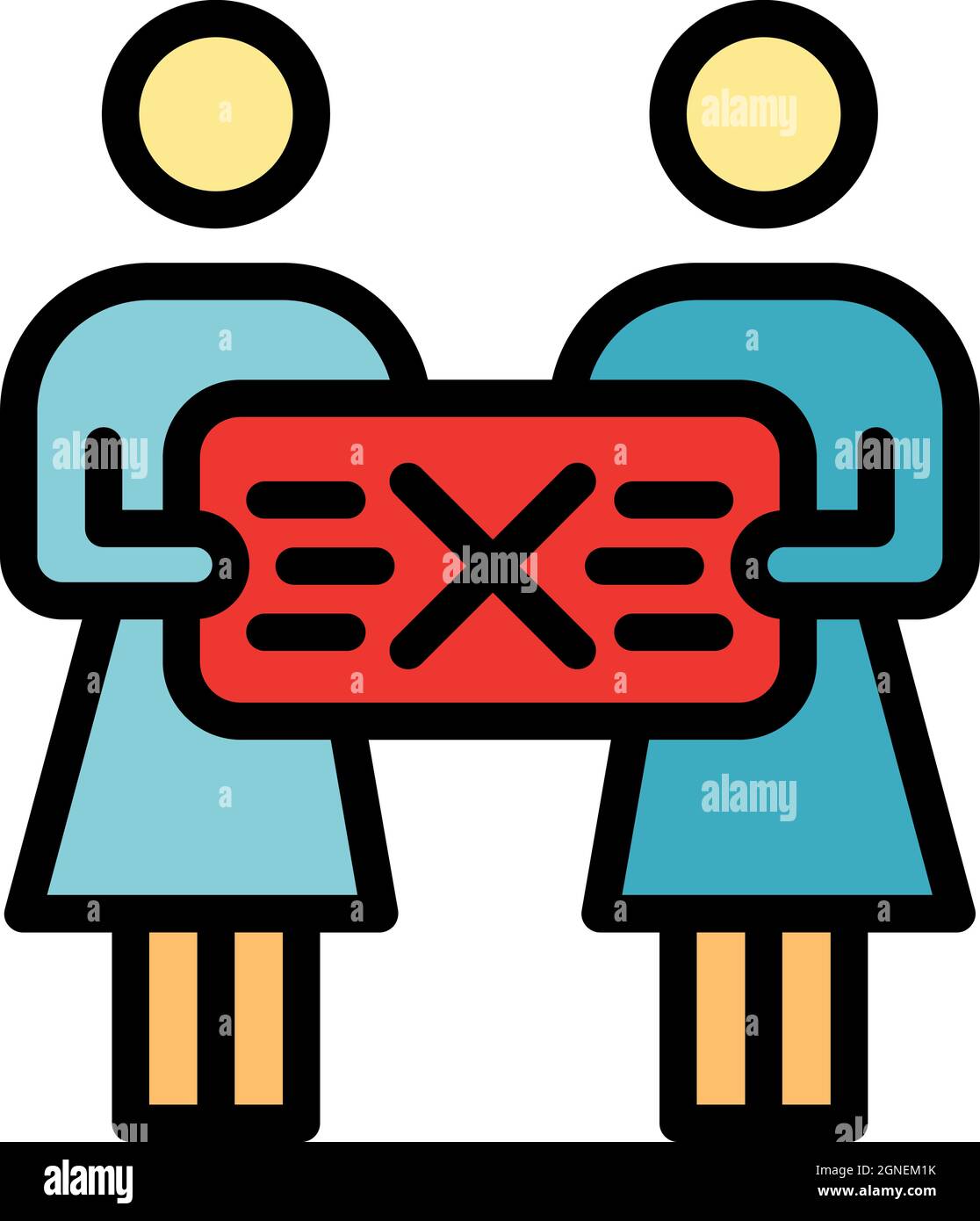 Woman protest icon. Outline woman protest vector icon color flat ...