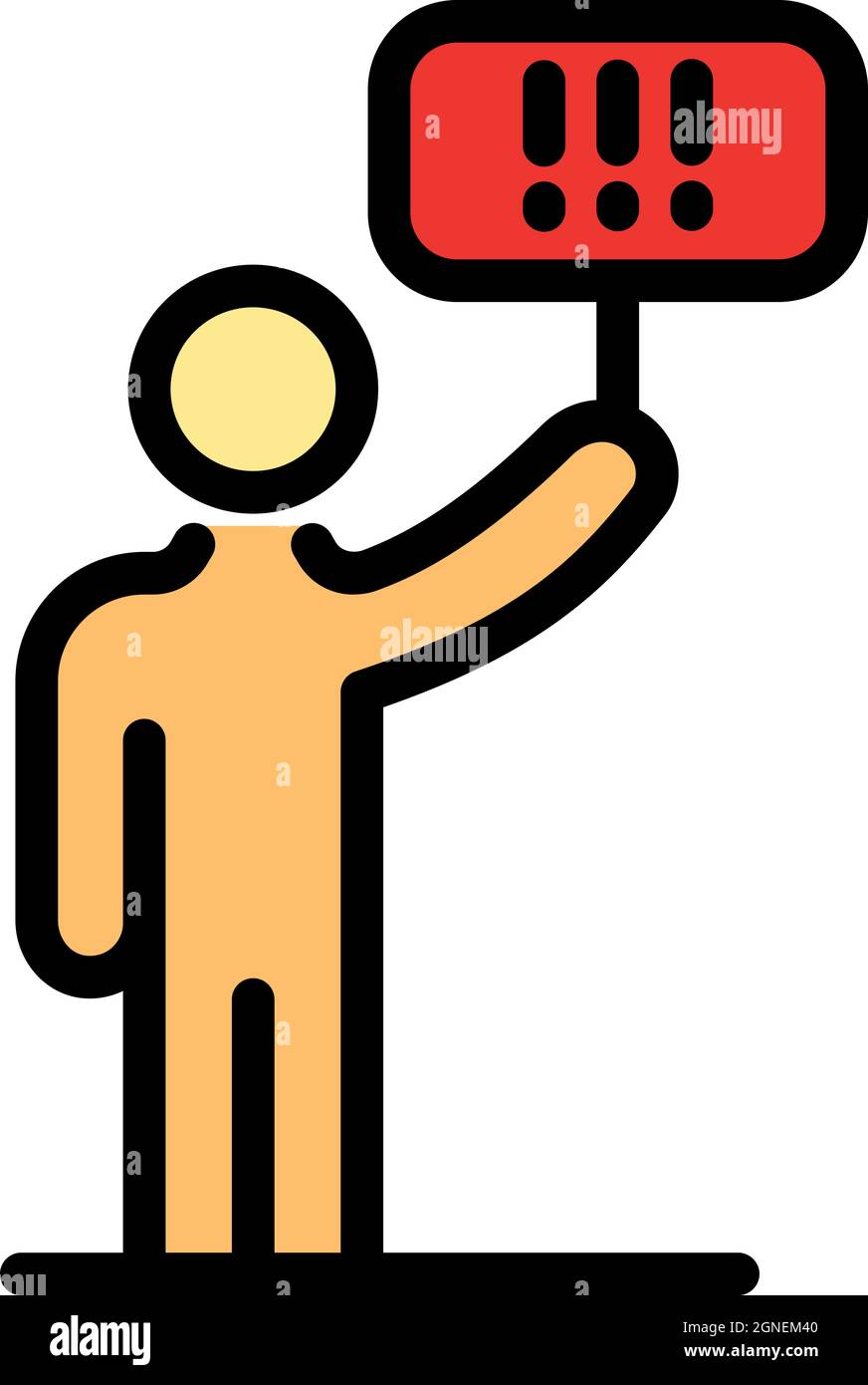 Protest man banner icon. Outline protest man banner vector icon color ...