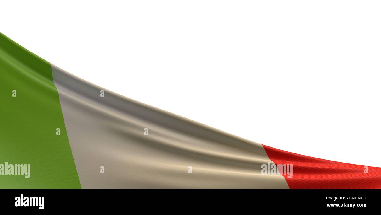3d illustration of the Italian crumpled fabric flag on a white ...