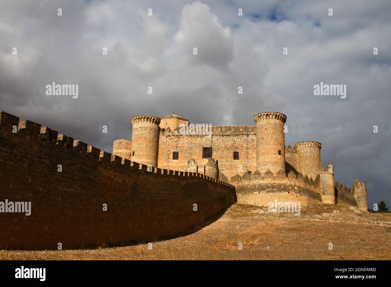 Spectacular Belmonte Castle soon before sunset in Belmonte, Cuenca ...