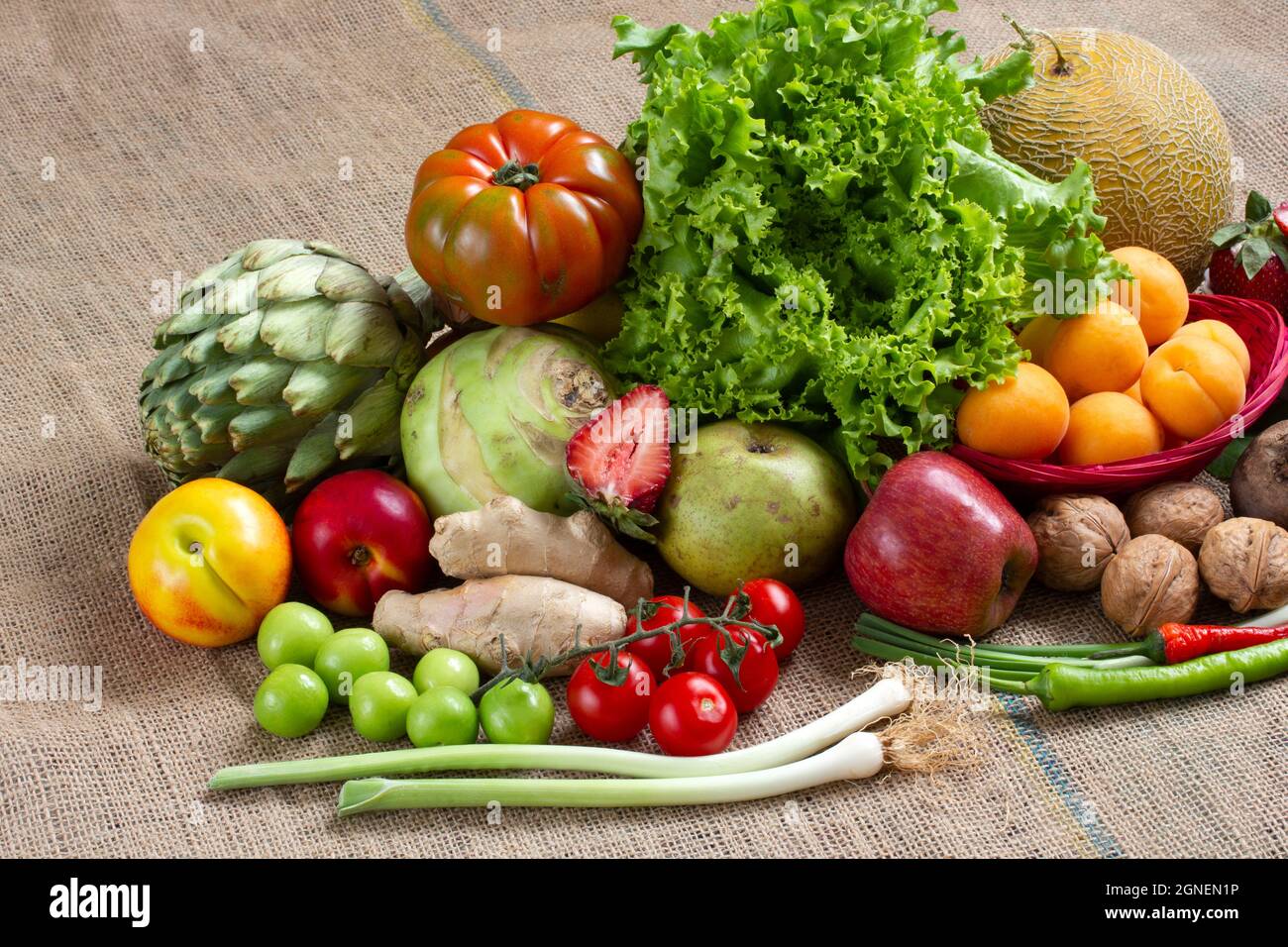 mixed fresh vegetables and fruits Stock Photo - Alamy