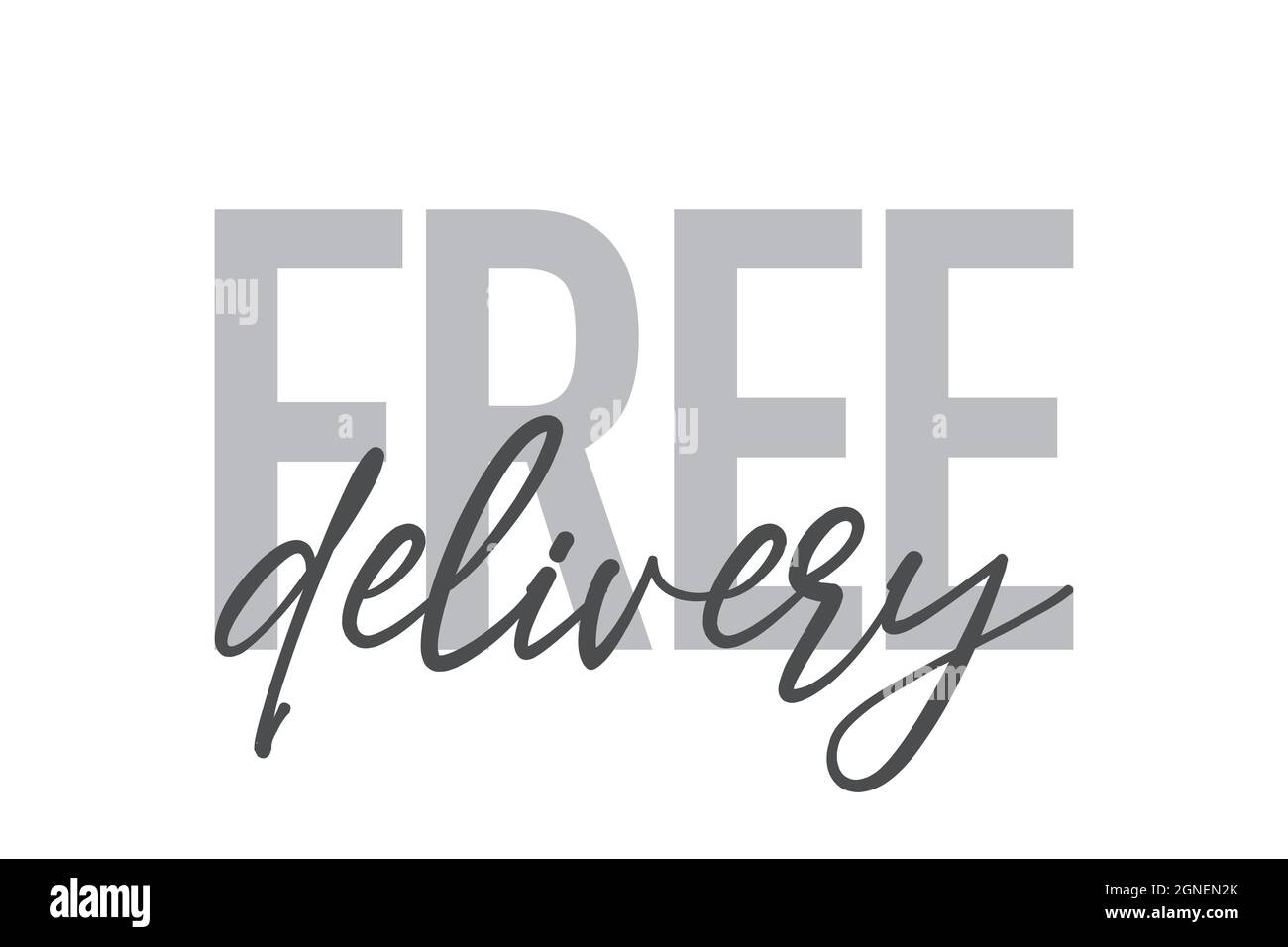 Modern, simple, minimal typographic design of a saying "Free Delivery ...