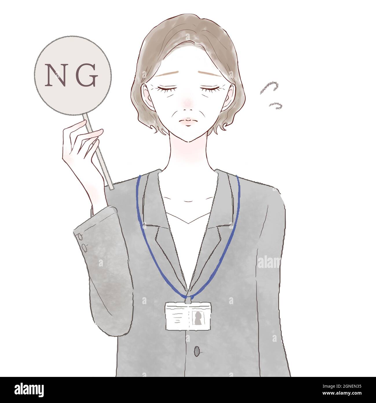 Middle-aged woman in suit with NG sign. On white background Stock Photo ...