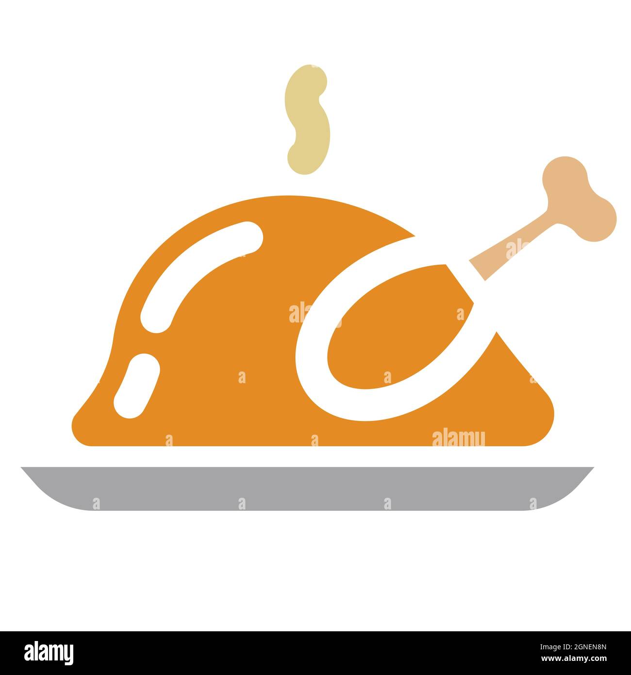 illustration of the minimal colorful baked chicken icon and pictogram ...