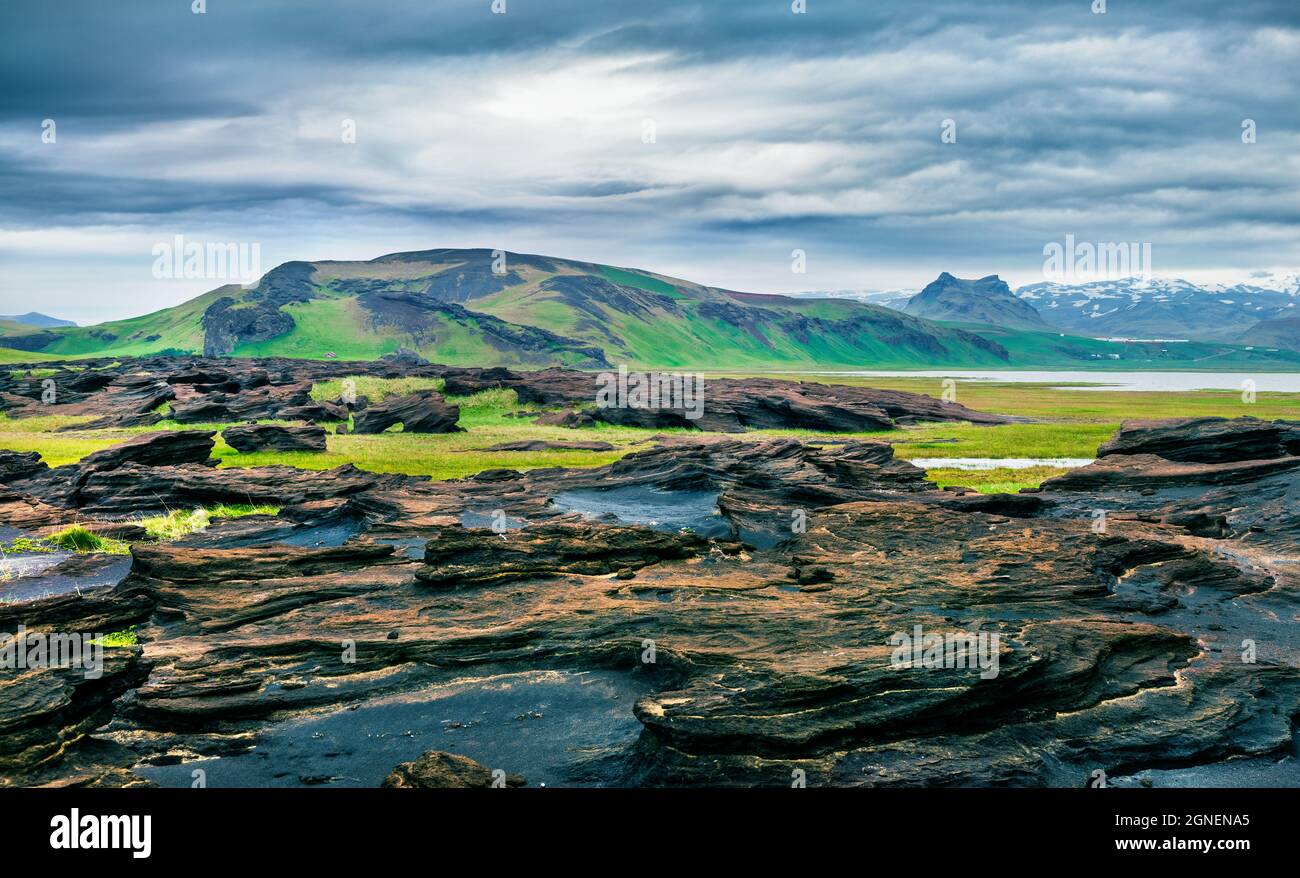 Beautiful Icelandic landscape on the south coast of Iceland. Dramatic ...