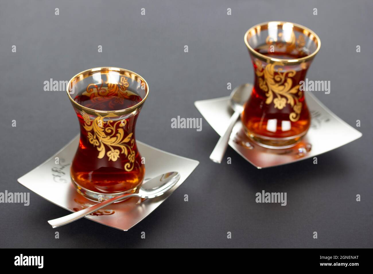 Turkish traditional tea, hot drink. Black tea Stock Photo - Alamy