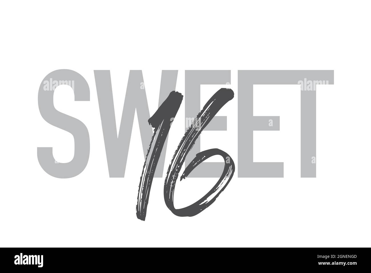 Modern, simple, minimal typographic design of a saying "Sweet 16" in ...