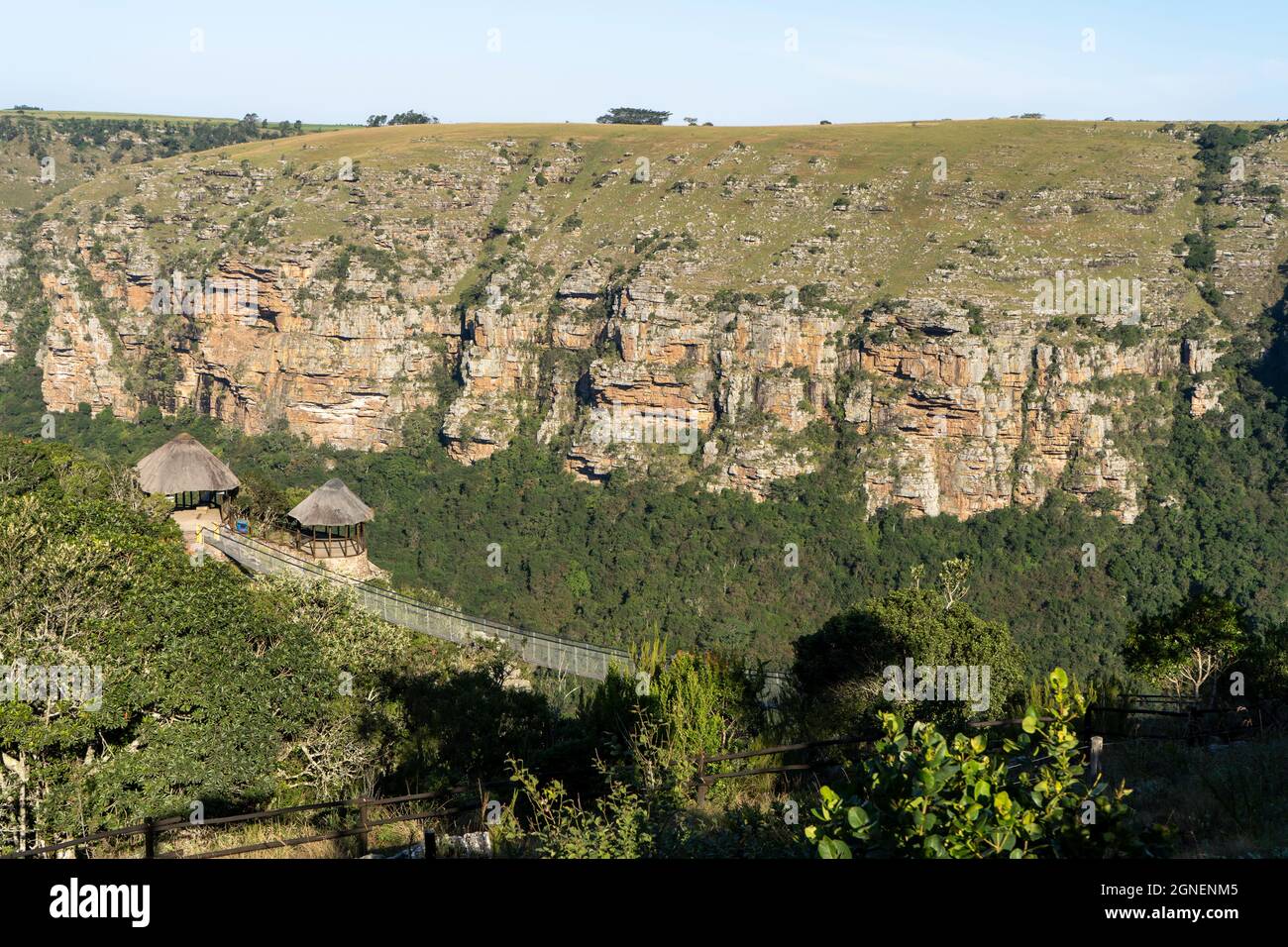 The Lake Eland suspension bridge in Oribi Gorge South Africa. The 80m ...