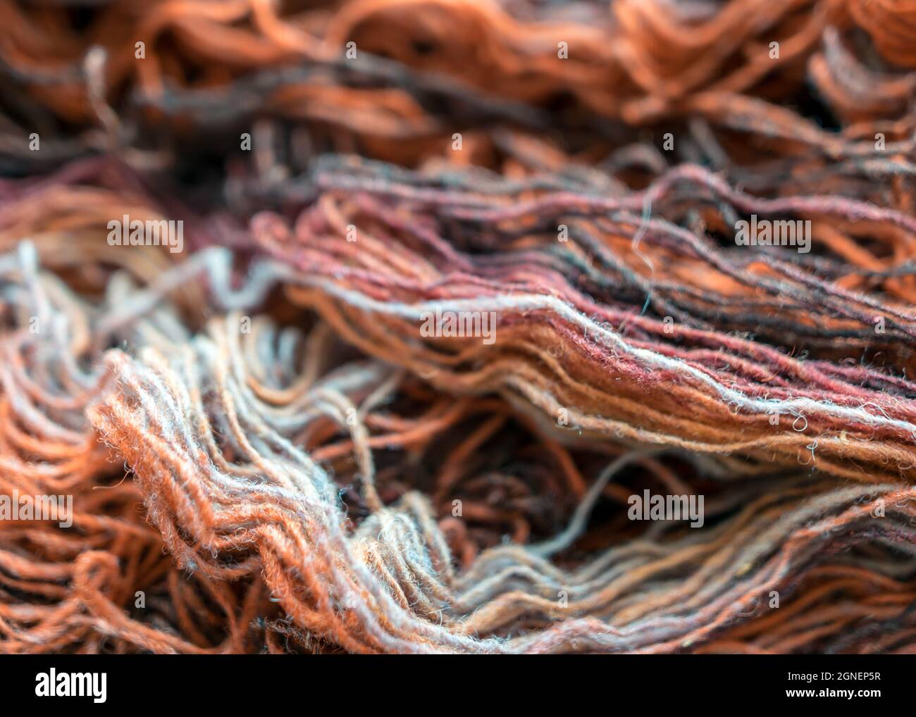 photography with colorful, variegated, bright wool yarn fragments, knitting and handicraft ...