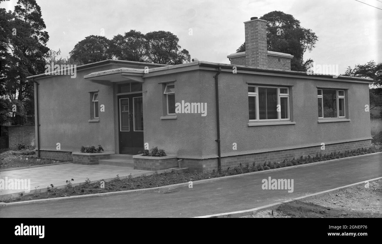 1960s, historical, exterior view of a new single-storey building, with ...