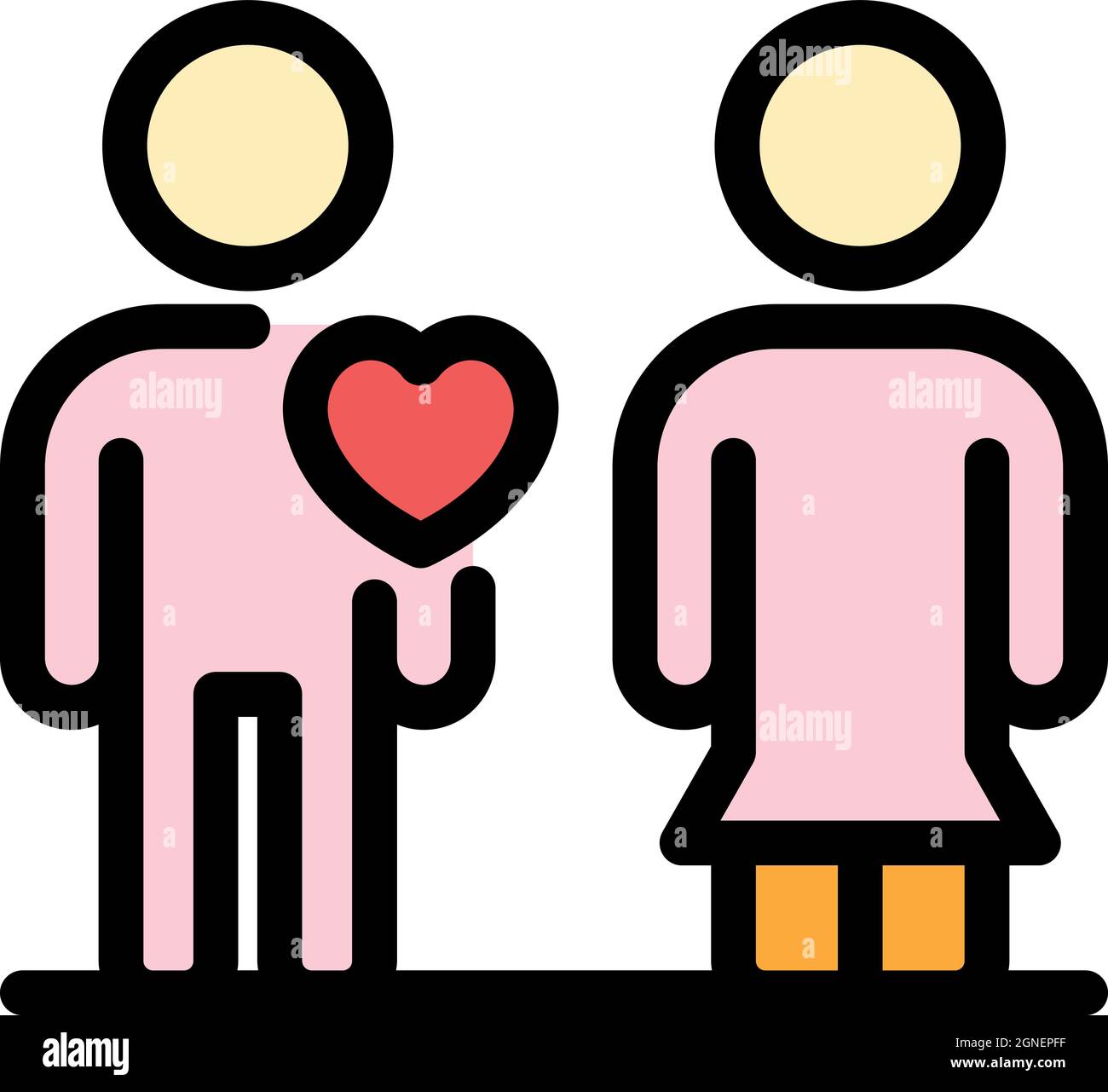 Human love sense icon. Outline human love sense vector icon color flat ...