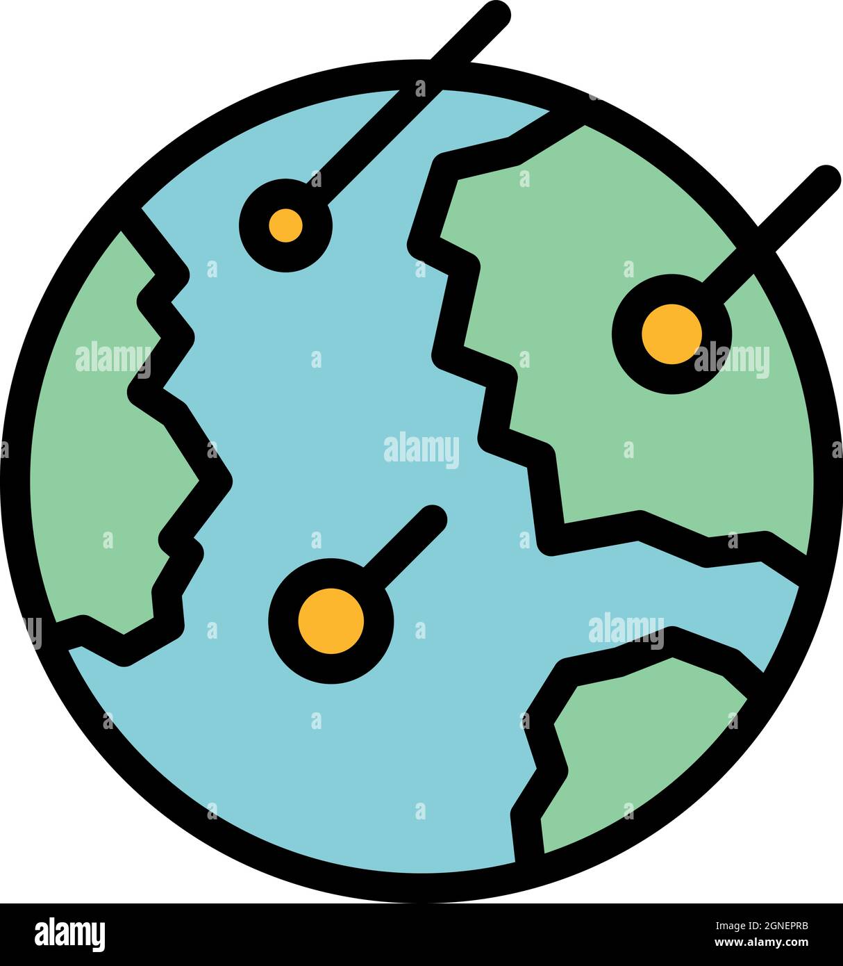 Apocalypse asteroid icon. Outline apocalypse asteroid vector icon color ...