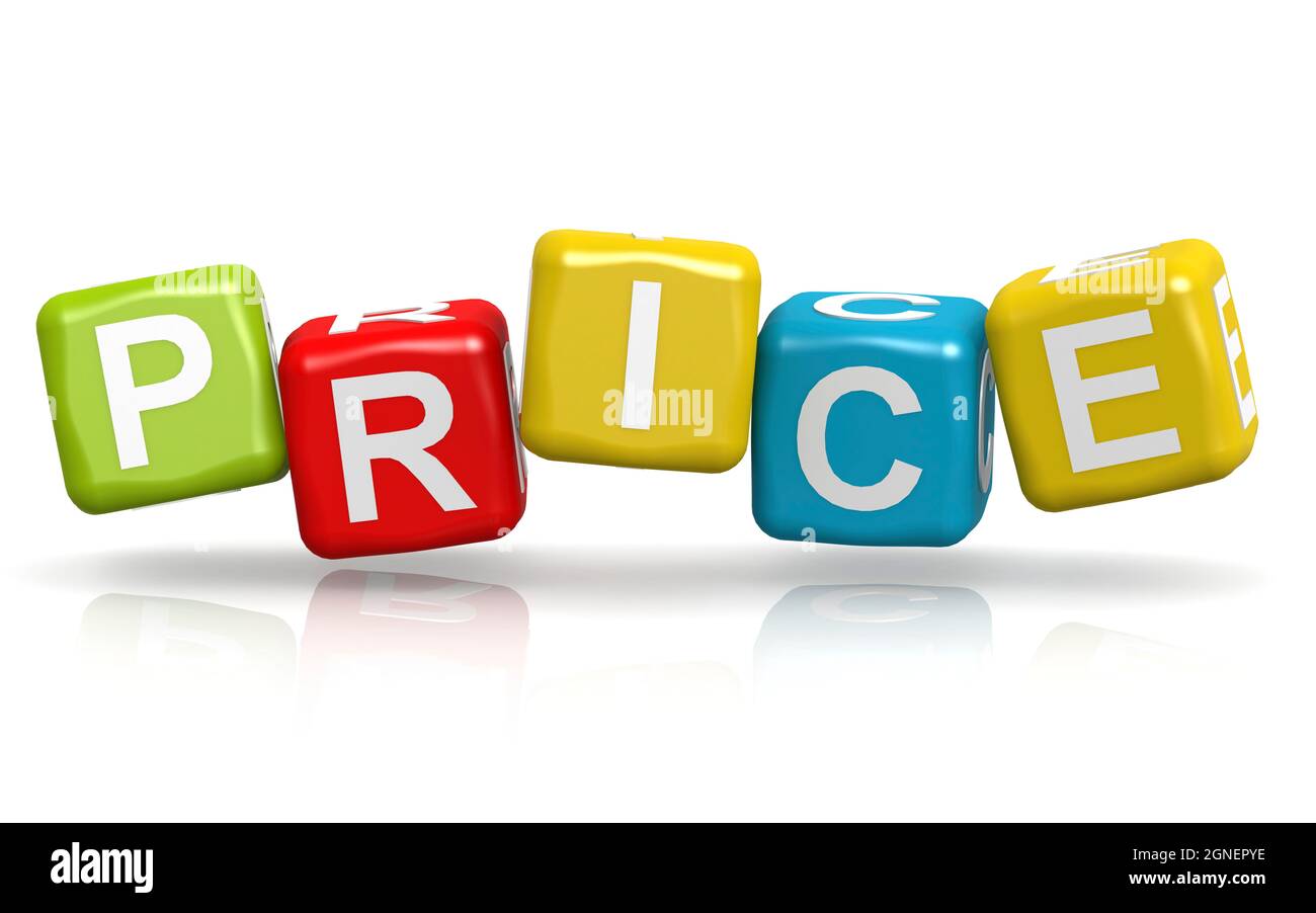 Price cube word with white background, 3D rendering Stock Photo - Alamy