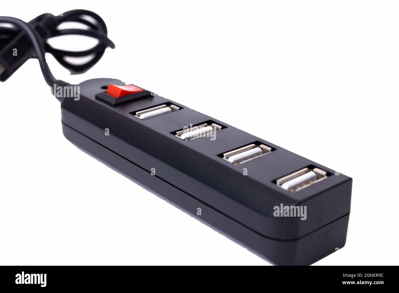 Black USB hub isolated on white background close up Stock Photo - Alamy